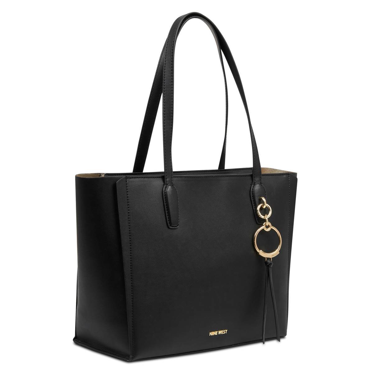Bolso Tote Negro con Aplicación en Metal Nine West