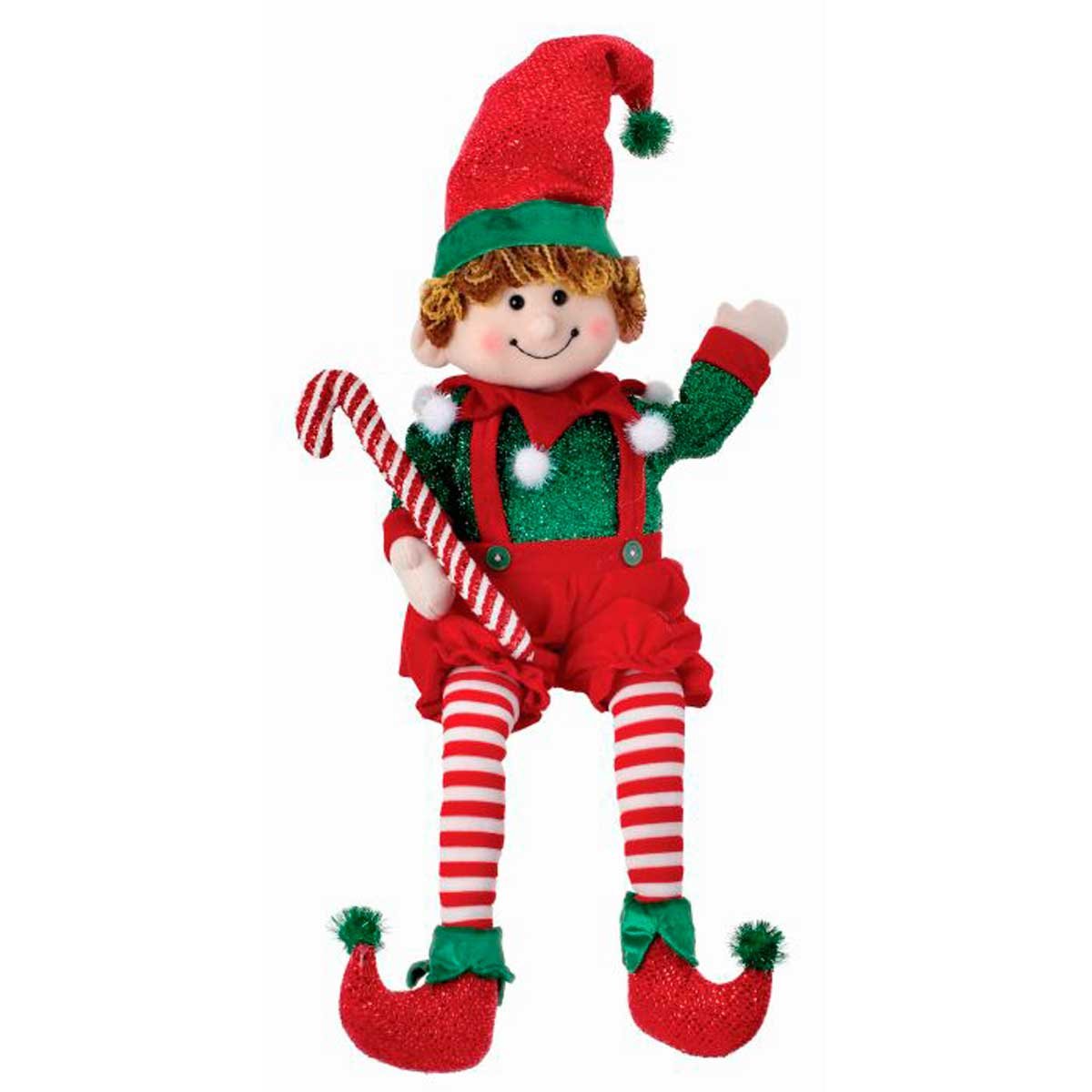 Duende Sentado con Baston de Terciopelo 80 Cm.