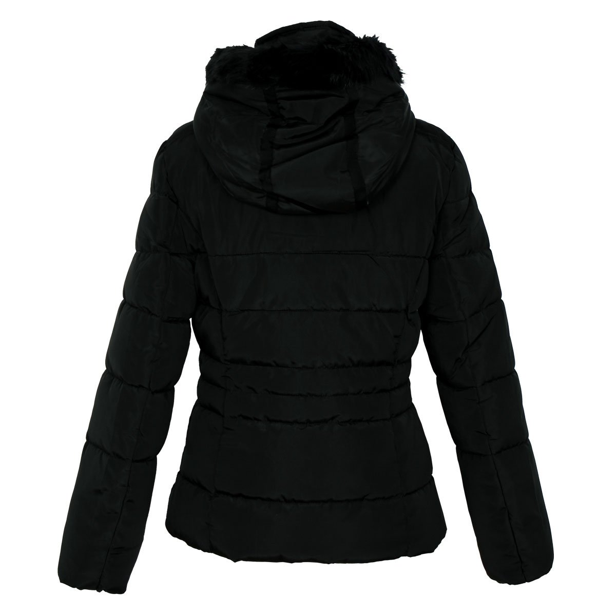 Chamarra Negra con Capucha Capitonado City Femme