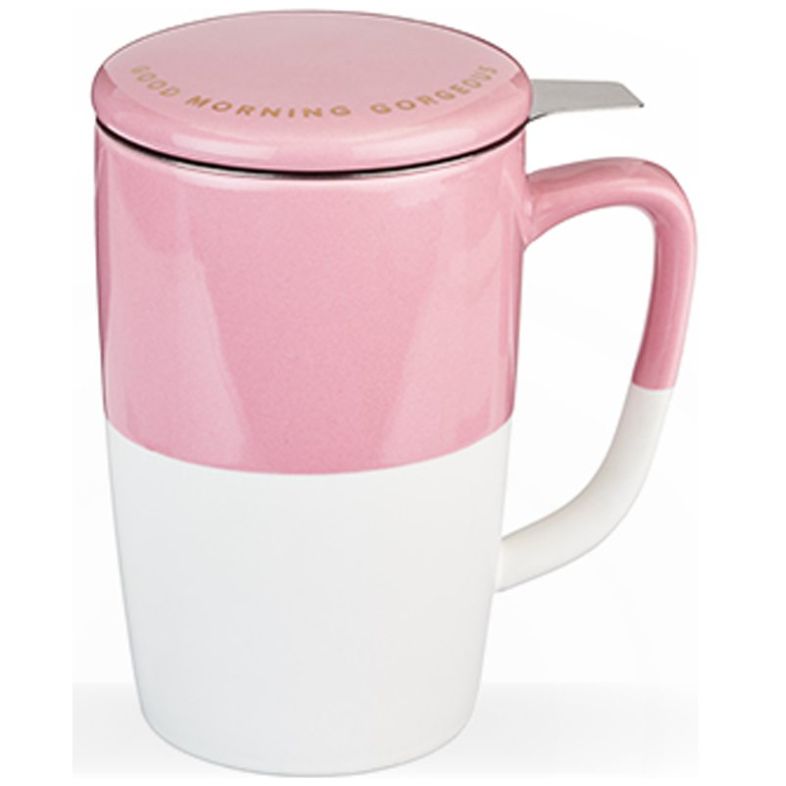 Taza Rosa con Infusor y Tapa Pinky Up