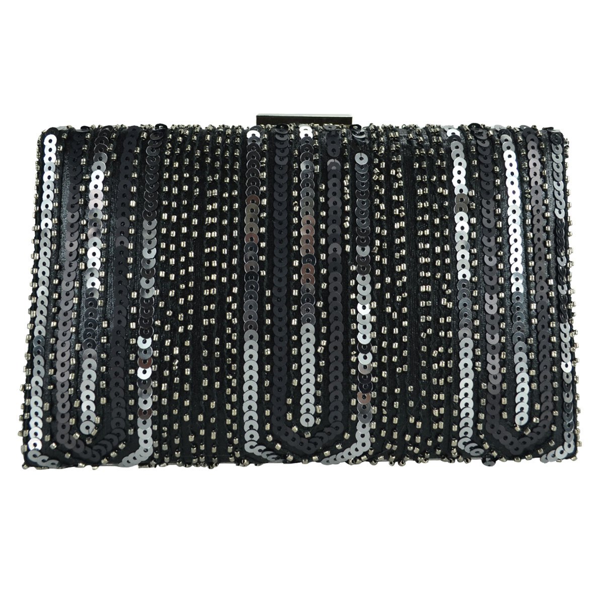 Cartera Negra de Noche con Brillos Y Pedrería Huser para Dama