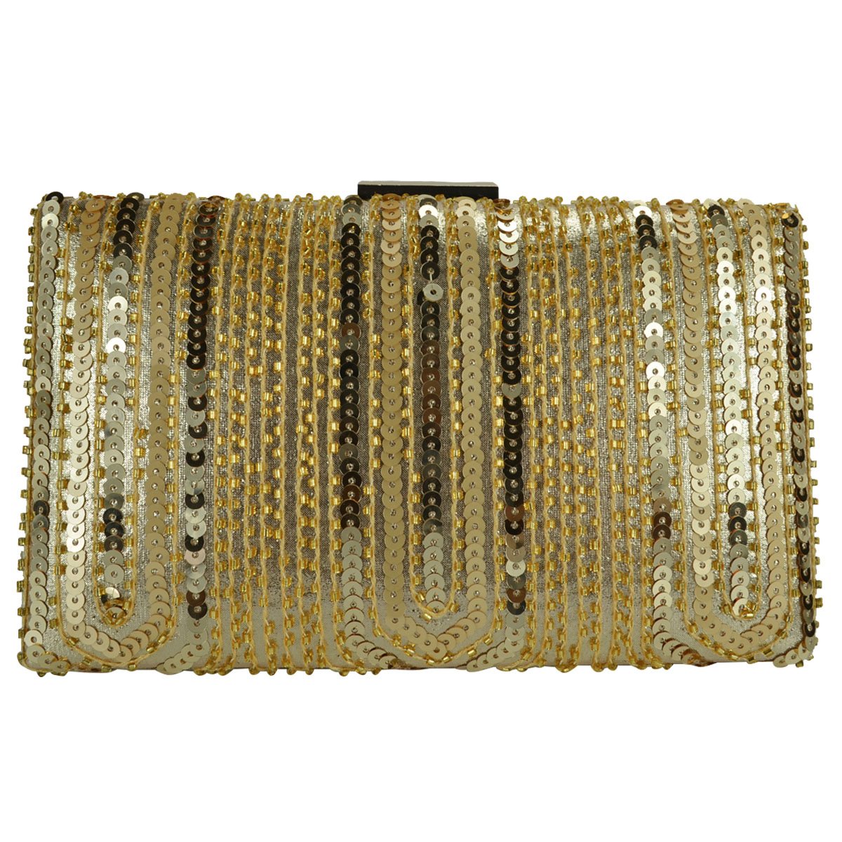 Cartera de Noche Dorada con Brillos Huser para Dama