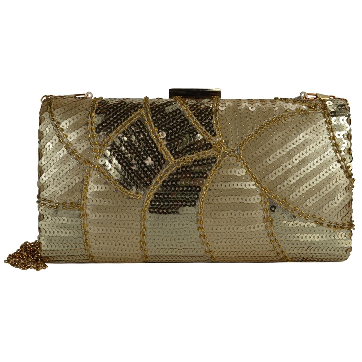 Cartera Dorada con Brillos Y Pedrería Huser para Dama