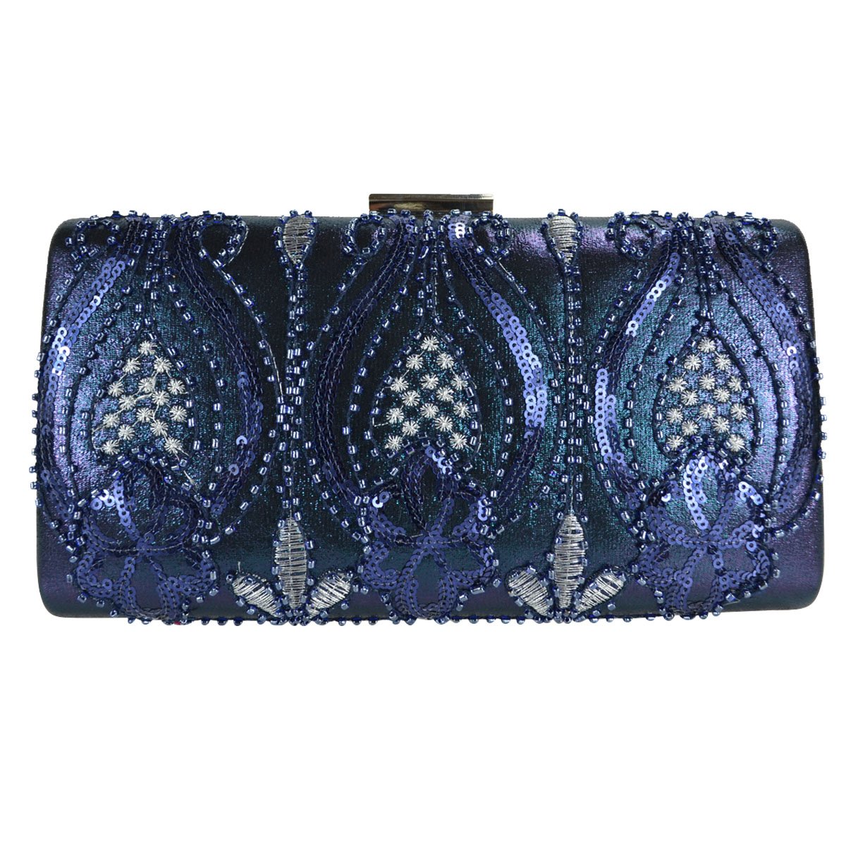 Cartera Azul con Brillos Y Pedrería Huser para Dama