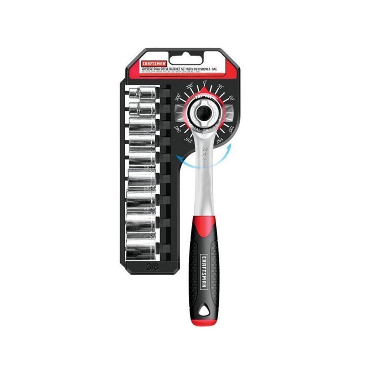 Juego de Matraca 360° Mando 3/8 y 9 Dados Sae Craftsman