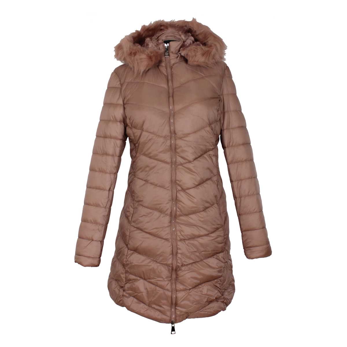 Chamarra Rosa Capitonada Larga Cuello Alto Elle para Dama