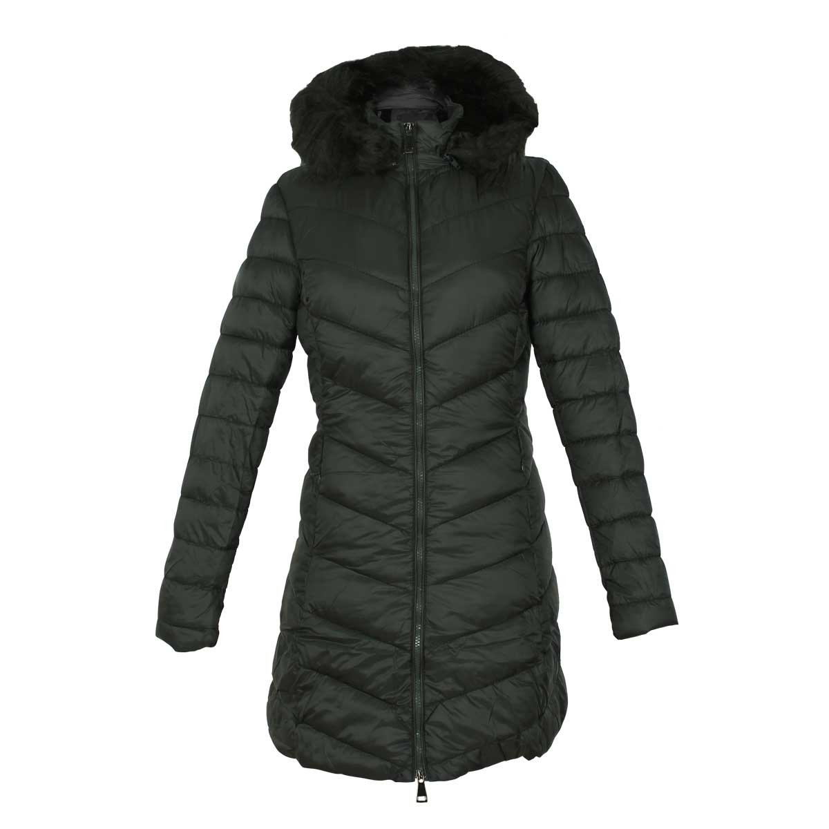 Chamarra Verde Capitonada Larga con Capucha Elle para Dama