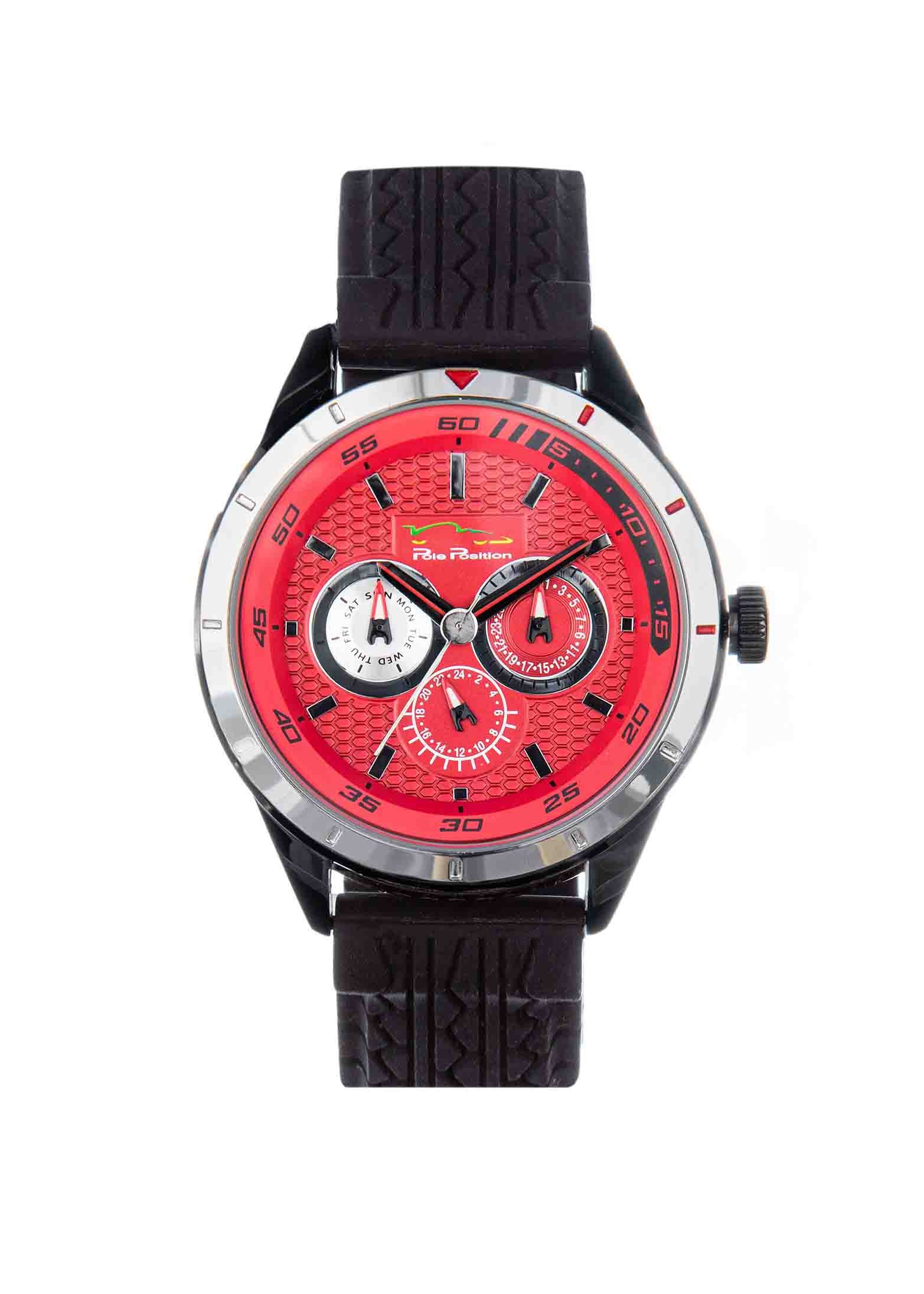 Reloj para Caballero Rojo con Detalles en Negro Pole Position