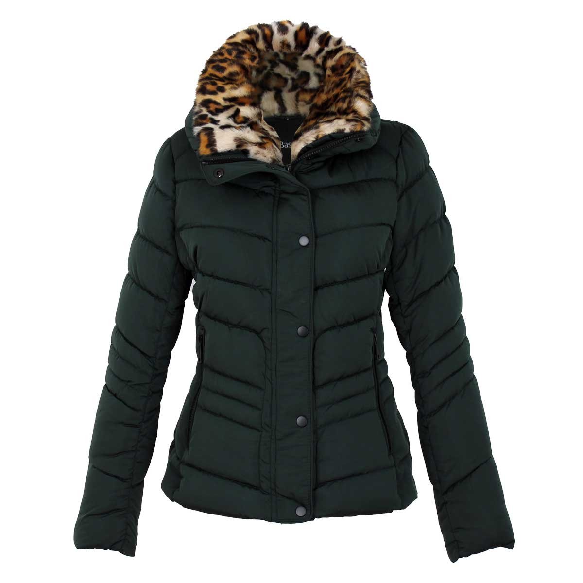Chamarra Verde Cuello con Pelo Animal Print Basel