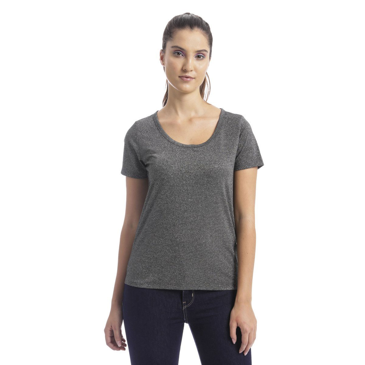 Playera Negra Manga Corta Clurex Levi's para Dama