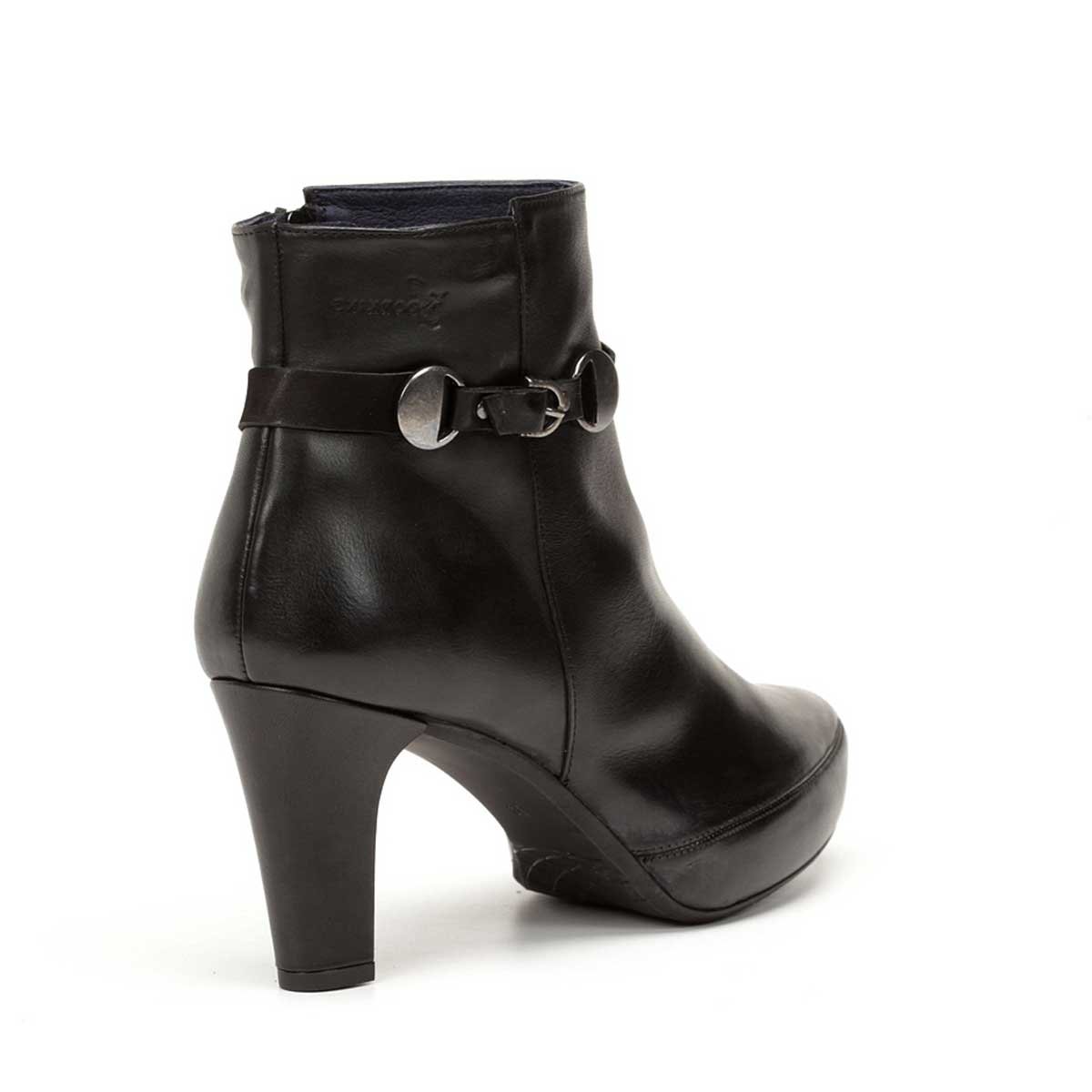 Botín Negro con Tacón Y Hebilla Dorking para Dama