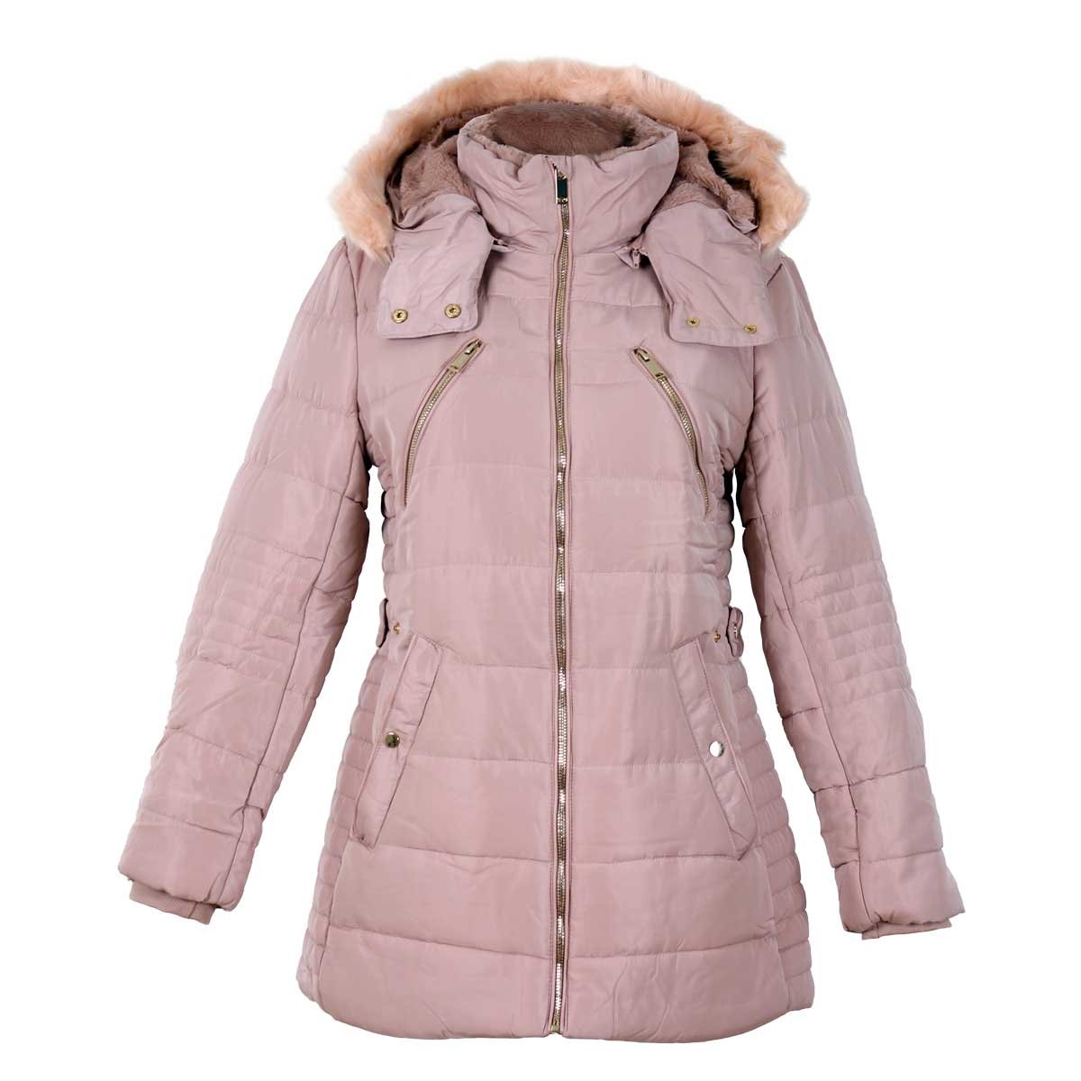 Chamarra Rosa con Capucha Capitonada Liso Just By Basel