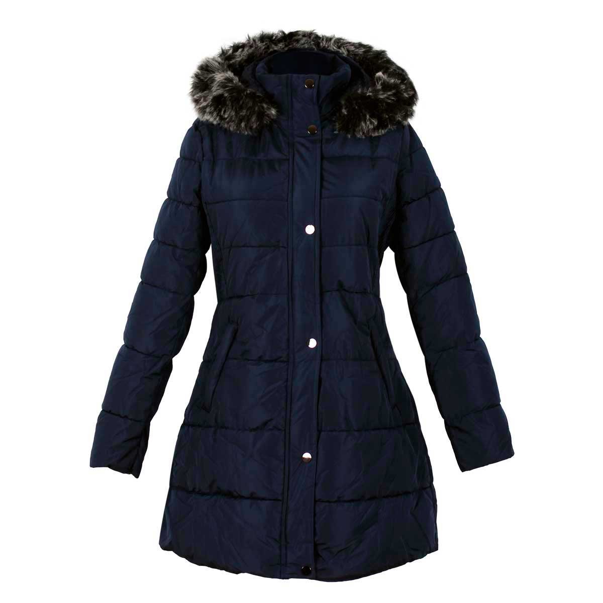 Chamarra Azul con Capucha Y Botones Cuello Alto City Femme para Dama