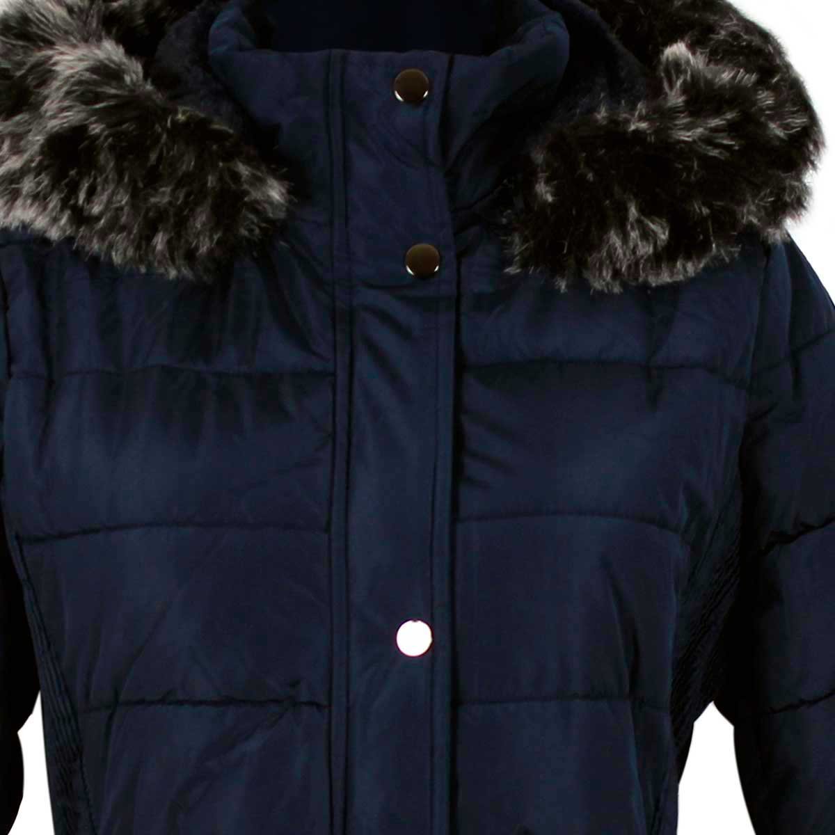 Chamarra Azul con Capucha Y Botones Cuello Alto City Femme para Dama