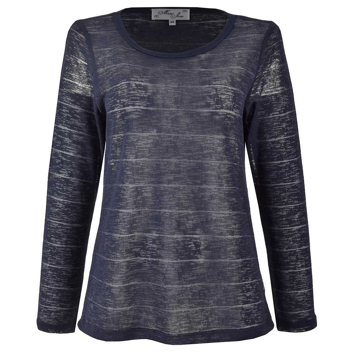 Playera Rayas con Lurex Manga Larga Michel Rene para Dama