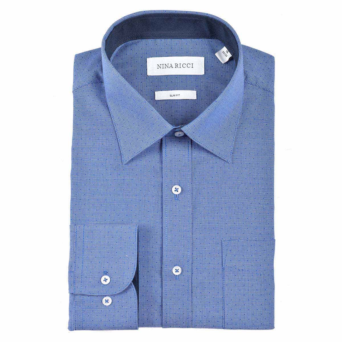 Camisa de Vestir Azul Manga Larga Marca Nina Ricci