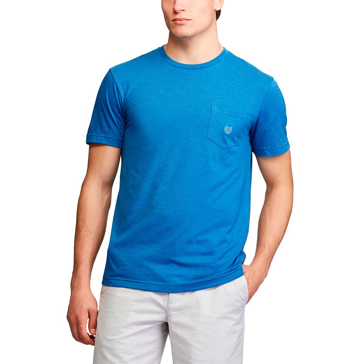 Playera Slim Manga Corta Azul Lisa Chaps para Caballero