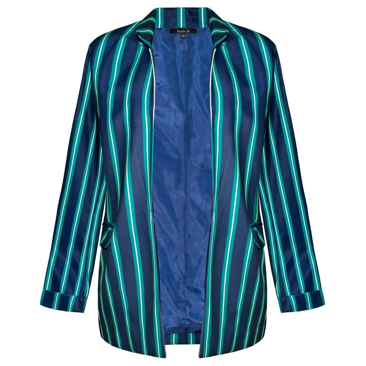 Saco Largo a Rayas con Solapa Studio si para Dama