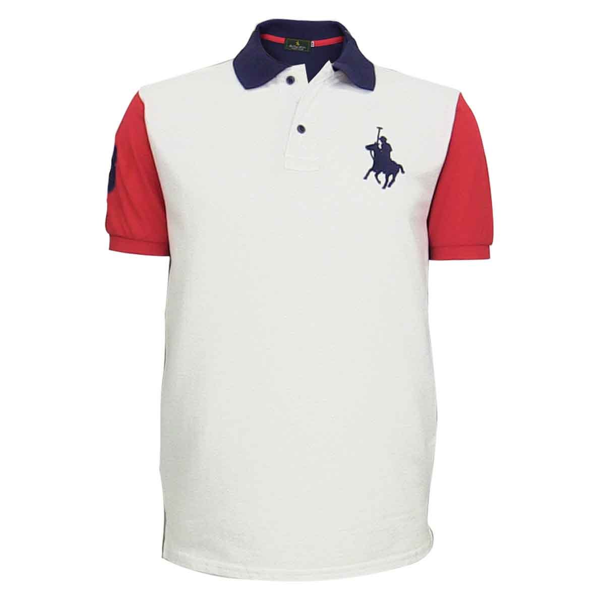 Polo Blanca Manga Corta Roja Polo Club para Caballero