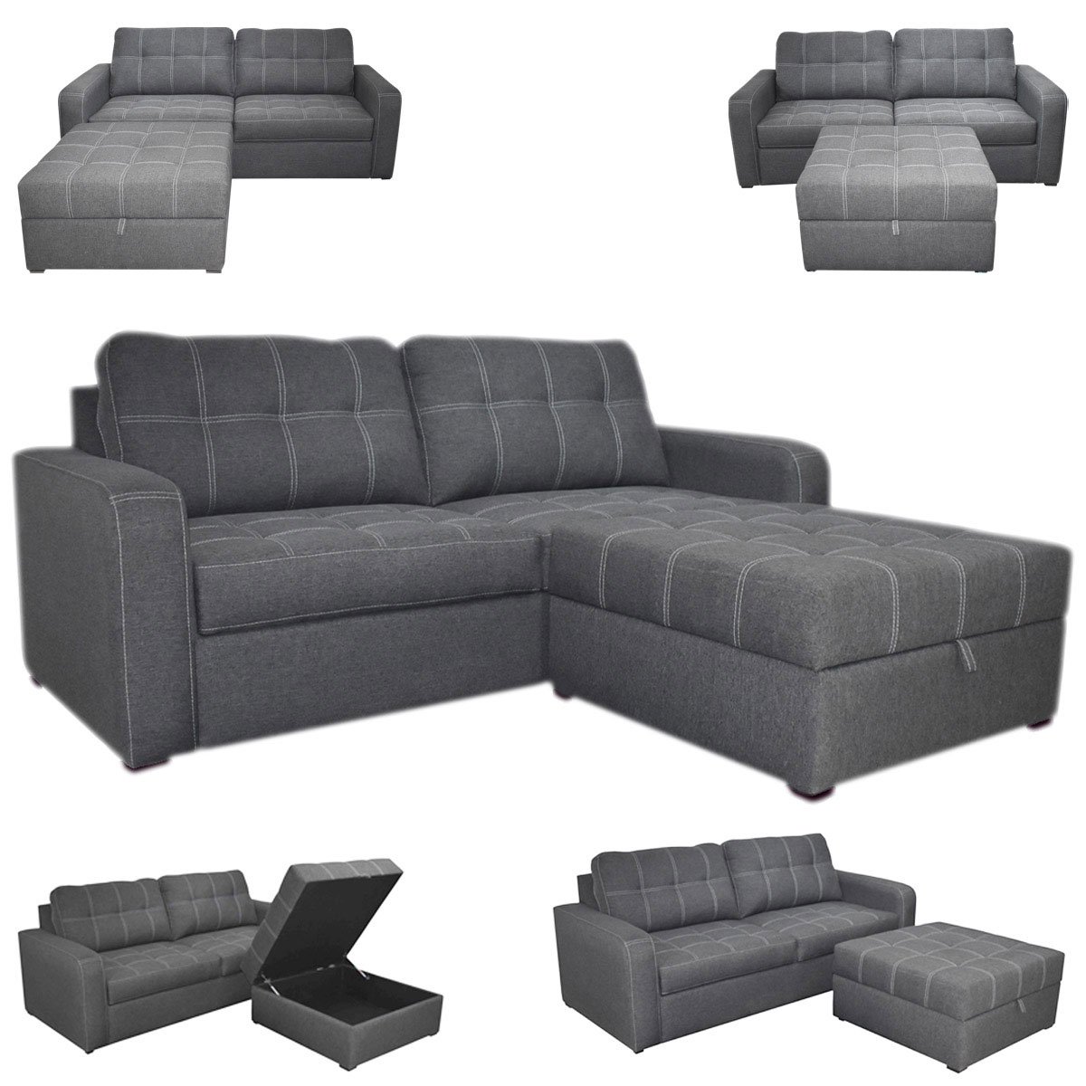 Sofá Y Taburete Dian Gris Oxford Terna