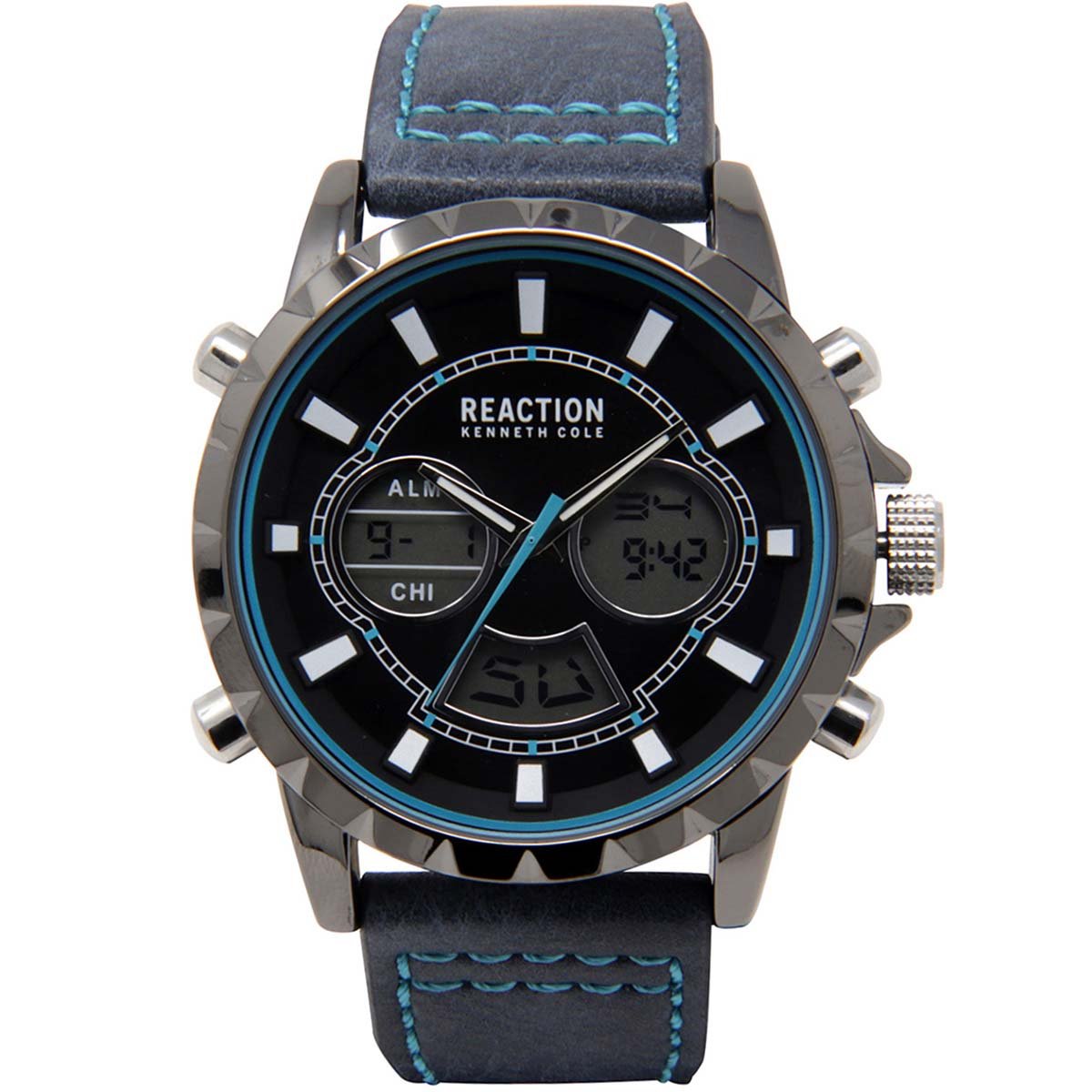 Reloj para Caballero con Correa de Piel Azul Kenneth Cole Reaction