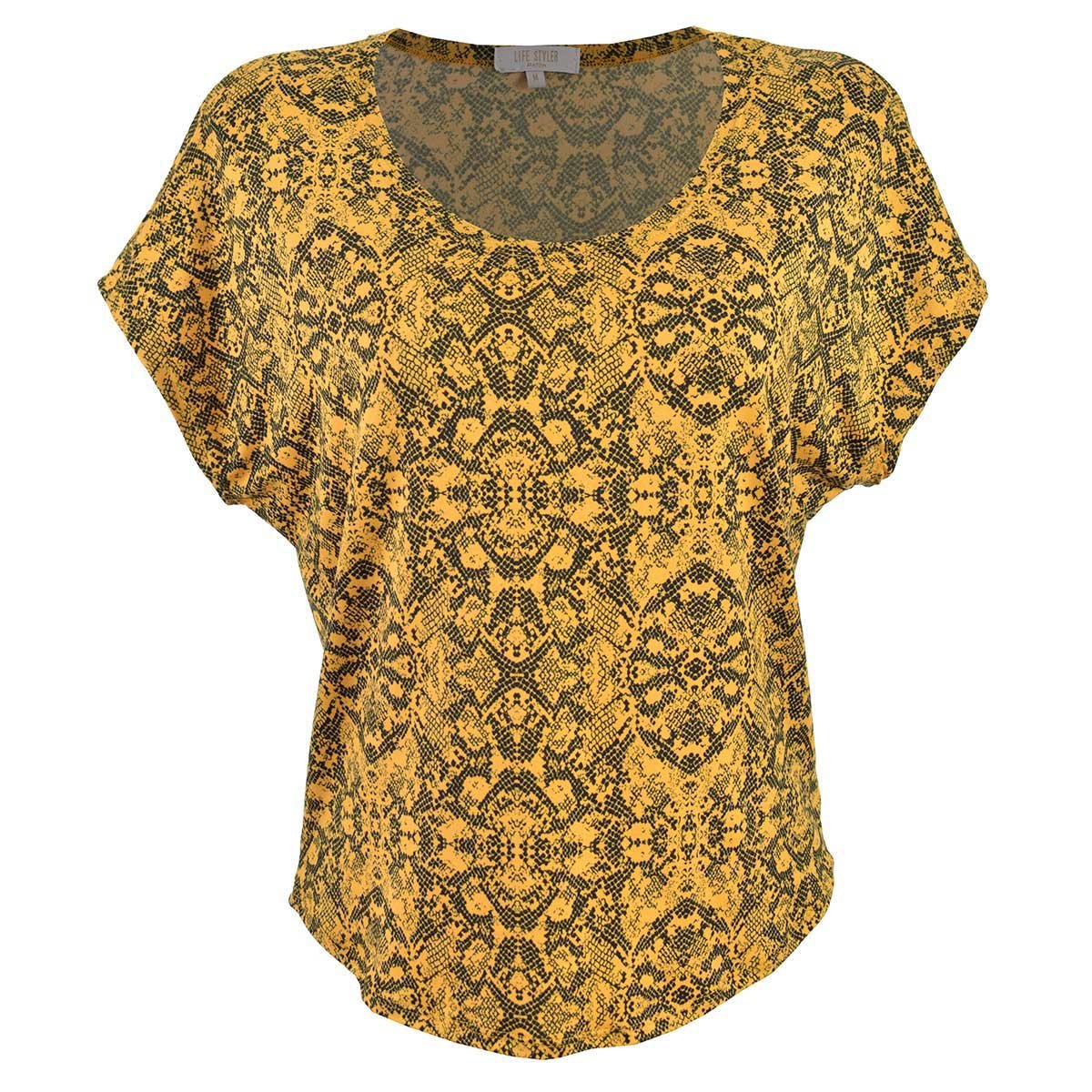 Playera Animal Print Manga Kimono Cuello Redondo Life Styler para Dama