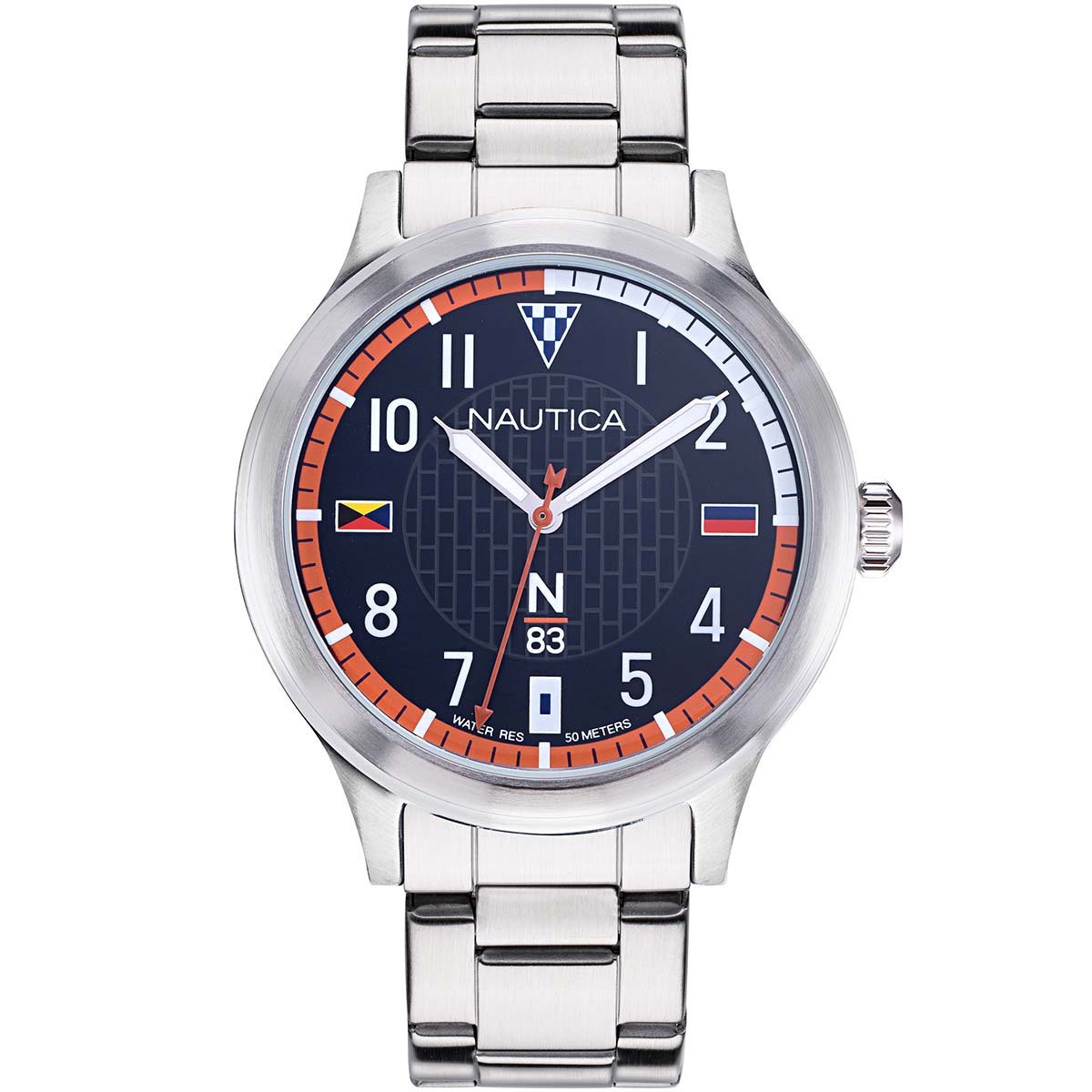 Reloj para Caballero Extensible de Acero Inoxidable Plata Nautica N83