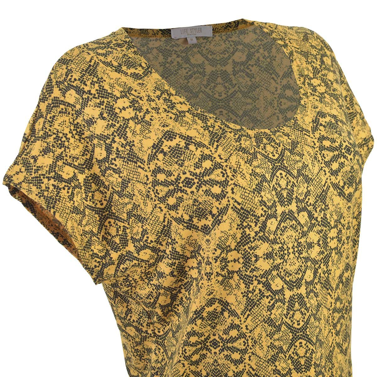 Playera Animal Print Manga Kimono Cuello Redondo Life Styler para Dama
