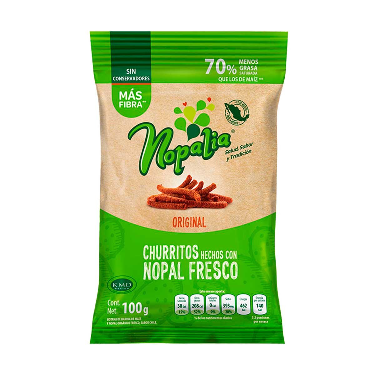 Churritos de Nopal Chile Limón 100 Grs Nopalia