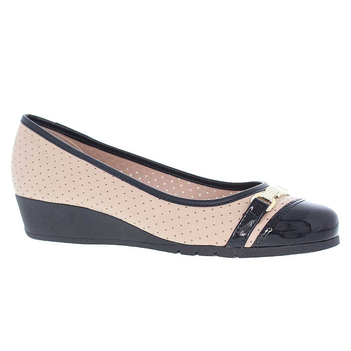 Balerina Beige Combinada Lisa con Cuña Moleca