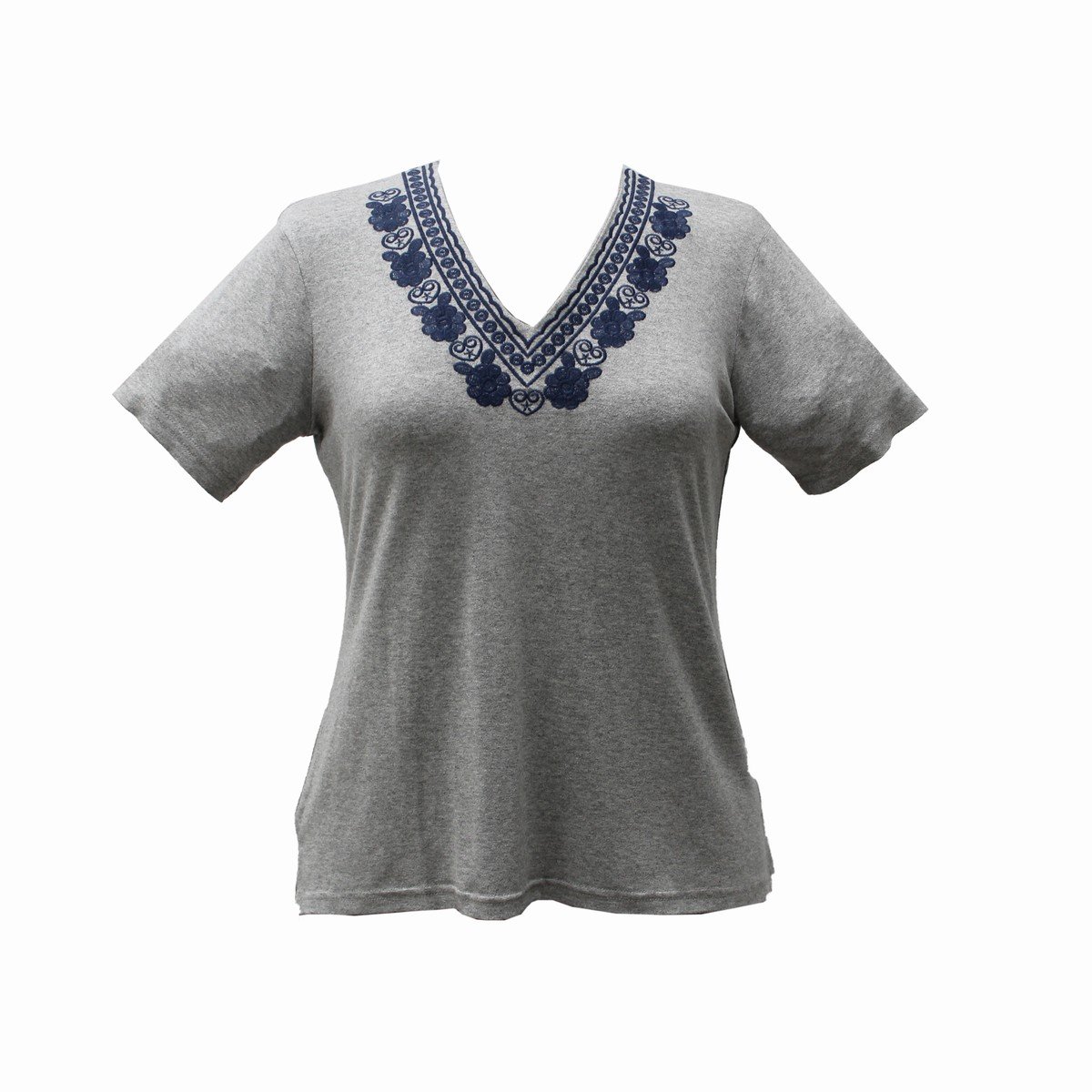 Playera Gris Lisa con Bordado Loren´s para Dama
