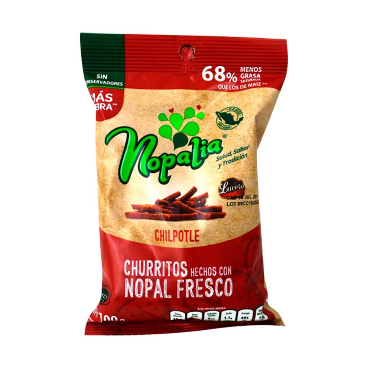 Churritos de Nopal con Chipotle Nopalia 100 Grs
