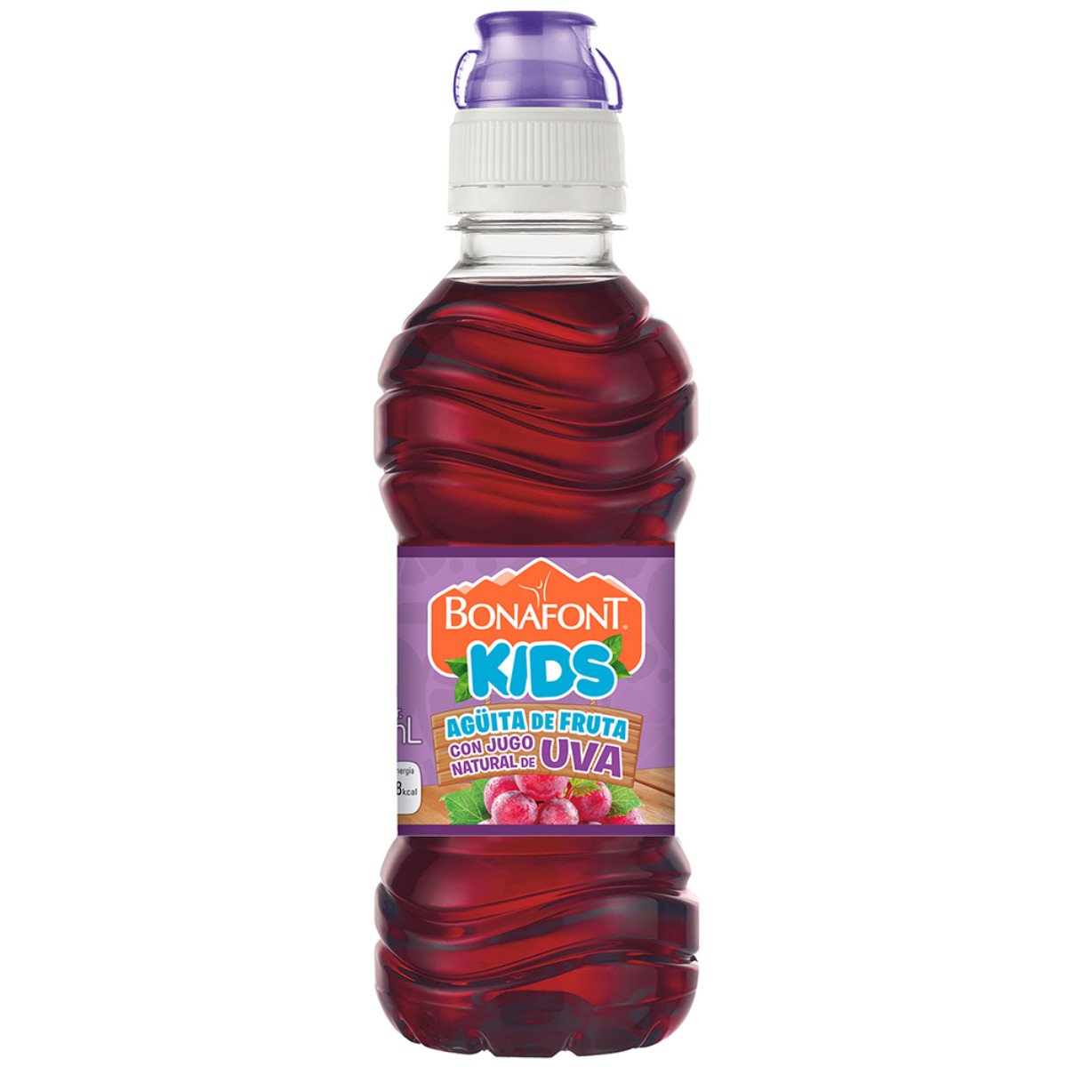 Agua con Jugo Natural de Uva, 300 Ml. Tapa con Chupón Bonafont Kids