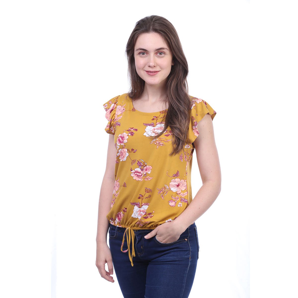 Blusa con Olan Y Flores para Dama Zucca