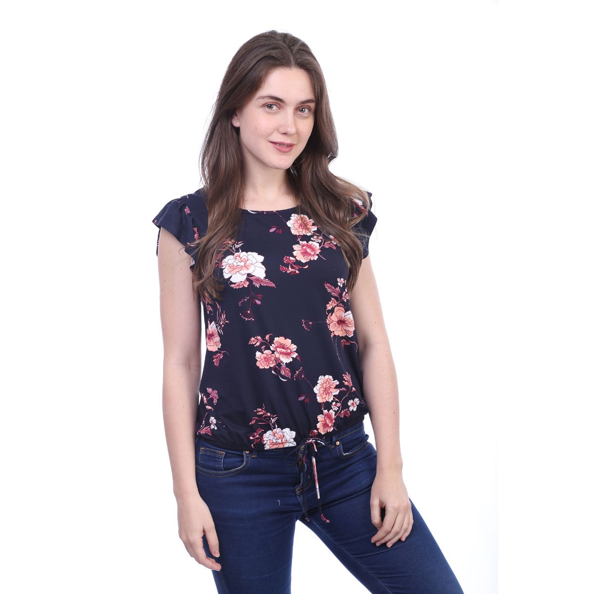 Blusa con Olan Y Flores para Dama Zucca