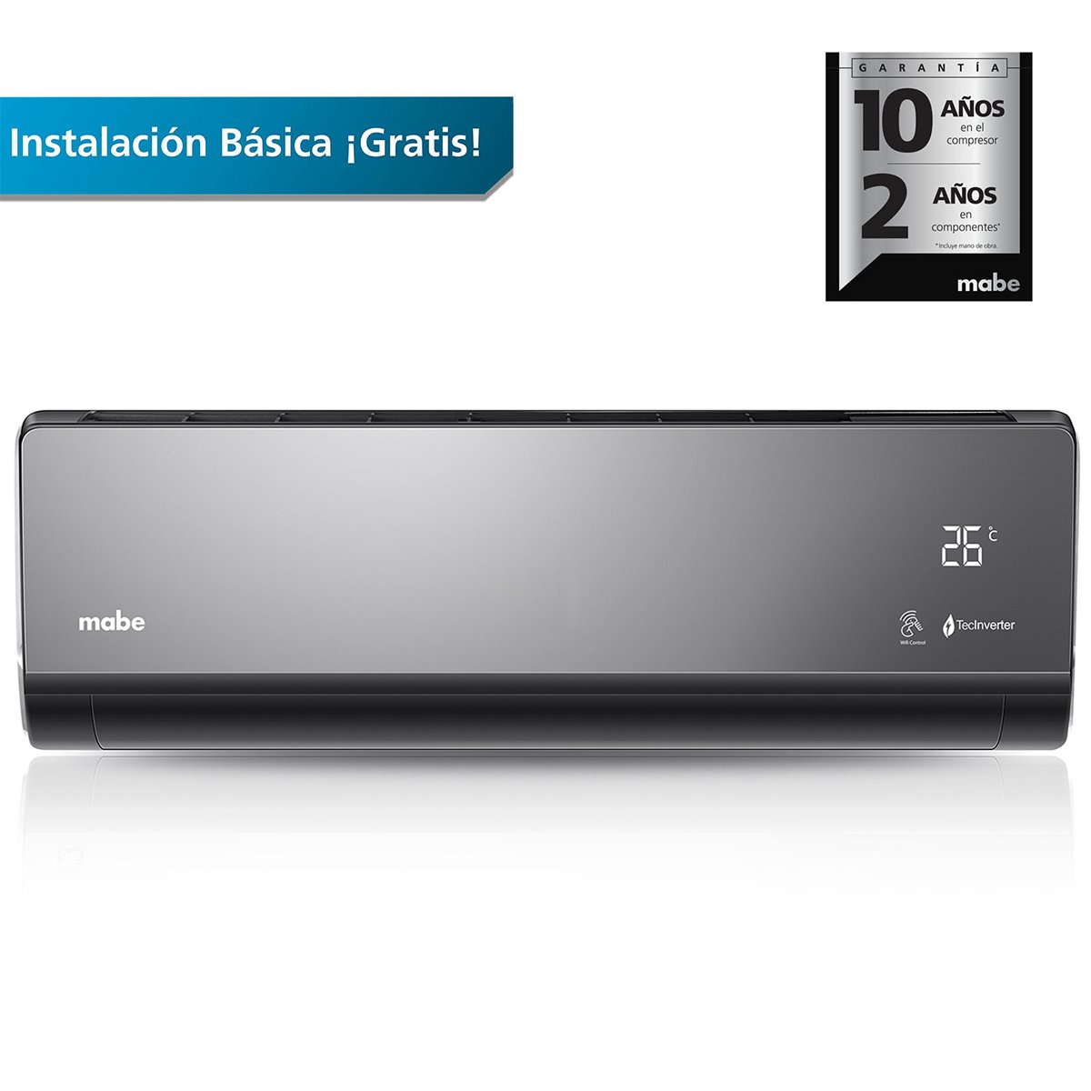 Minisplit Inverter 12000 Btus F/c 220V Espejo Mabe