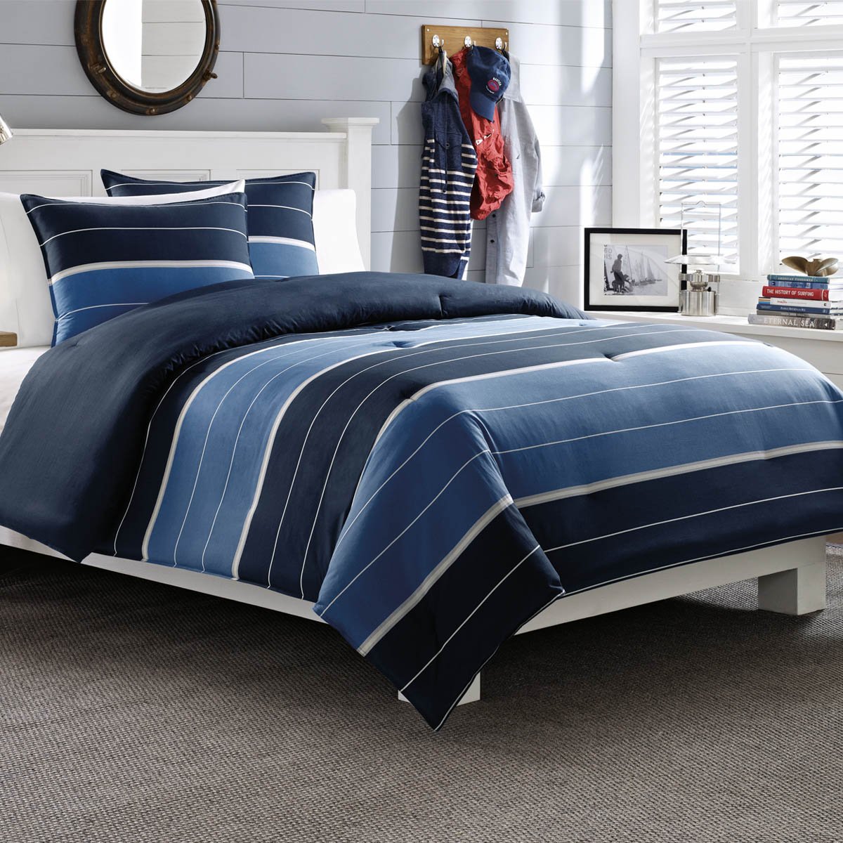 Edredón Color Azul Danbury Navy Nautica - Matrimonial/queen