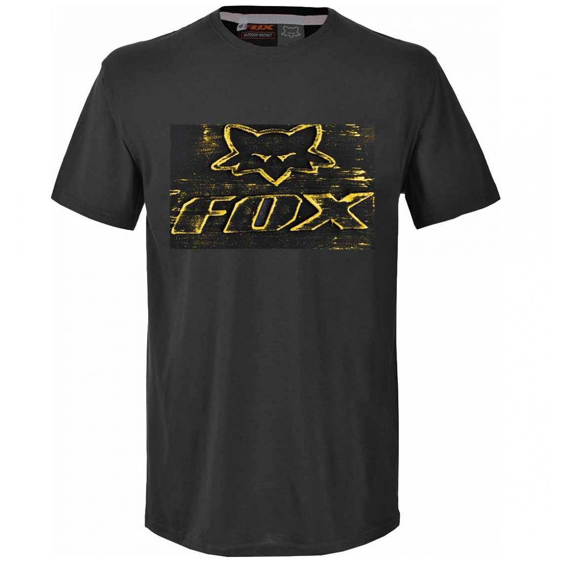 Playera Negra con Logo en Emboce Plata para Caballero Fox 302