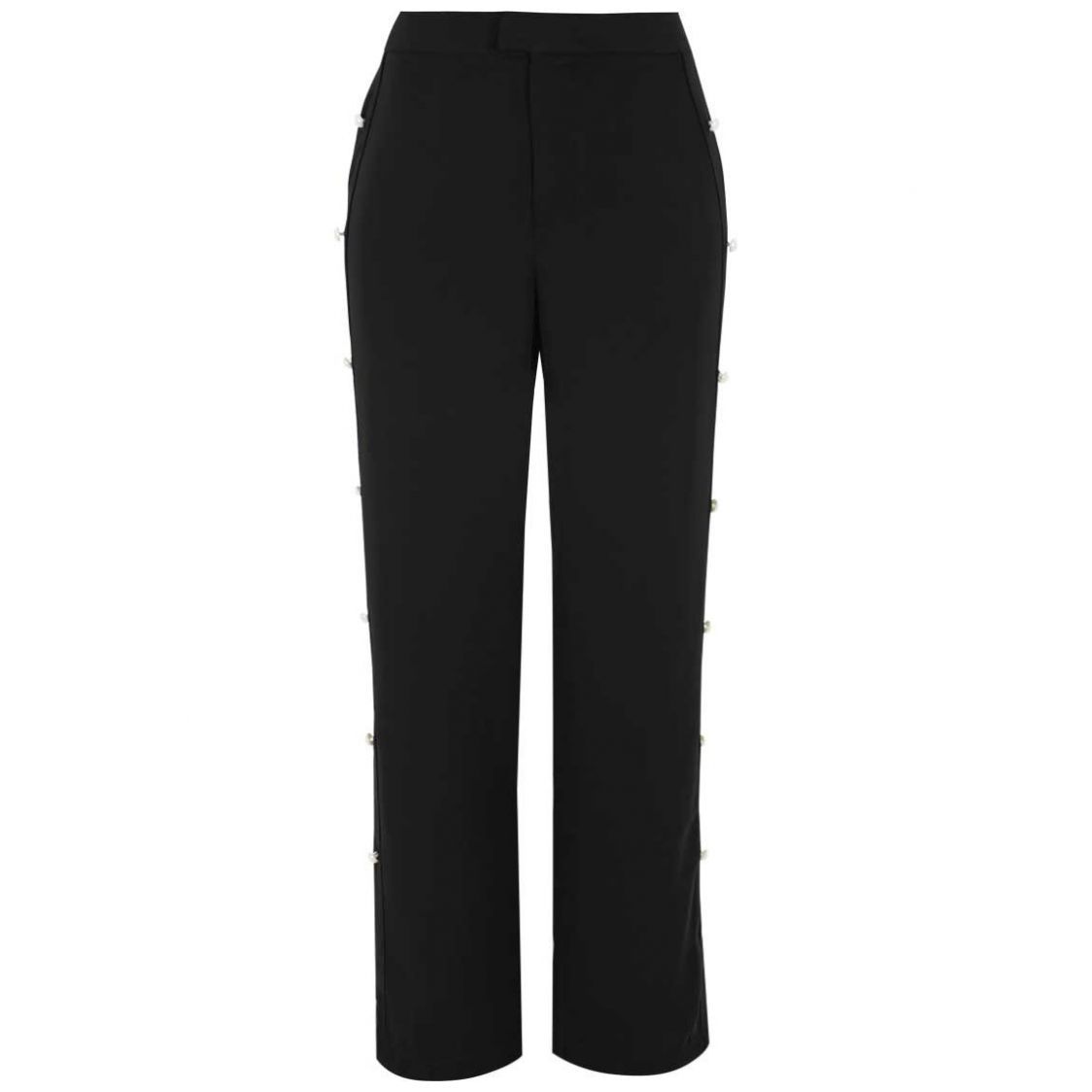 Pantalón Negro Corte Recto Diseño Liso Just By Basel