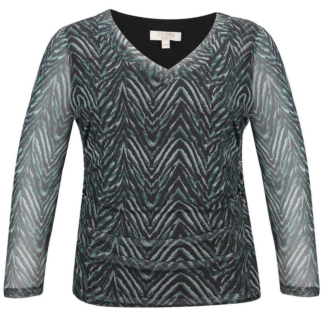 Blusa Mesh Manga Larga Cuello V Life Styler para Mujer