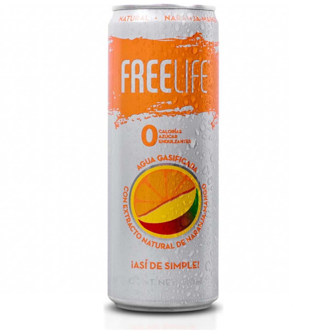 Agua Gasificada con Extracto de Naranja Y Mango Freelife 356 Ml