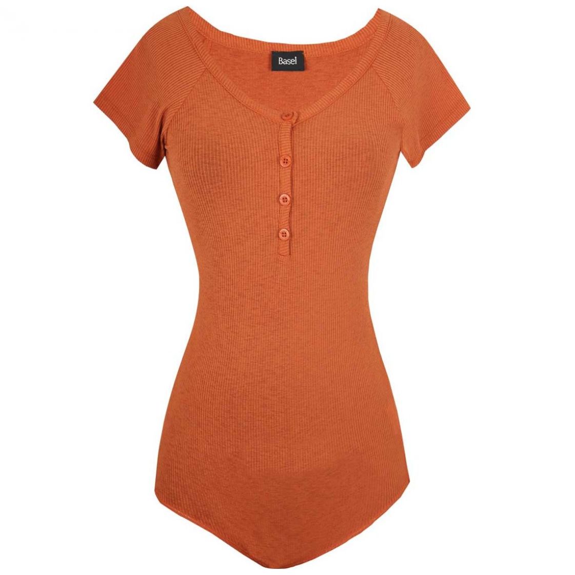 Body Naranja Cuello V Diseño Liso Basel para Mujer