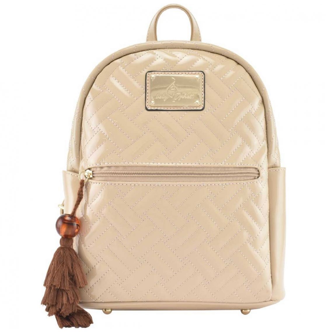 Bolso Backpack Baby Phat Beige con Capitonado Entramado