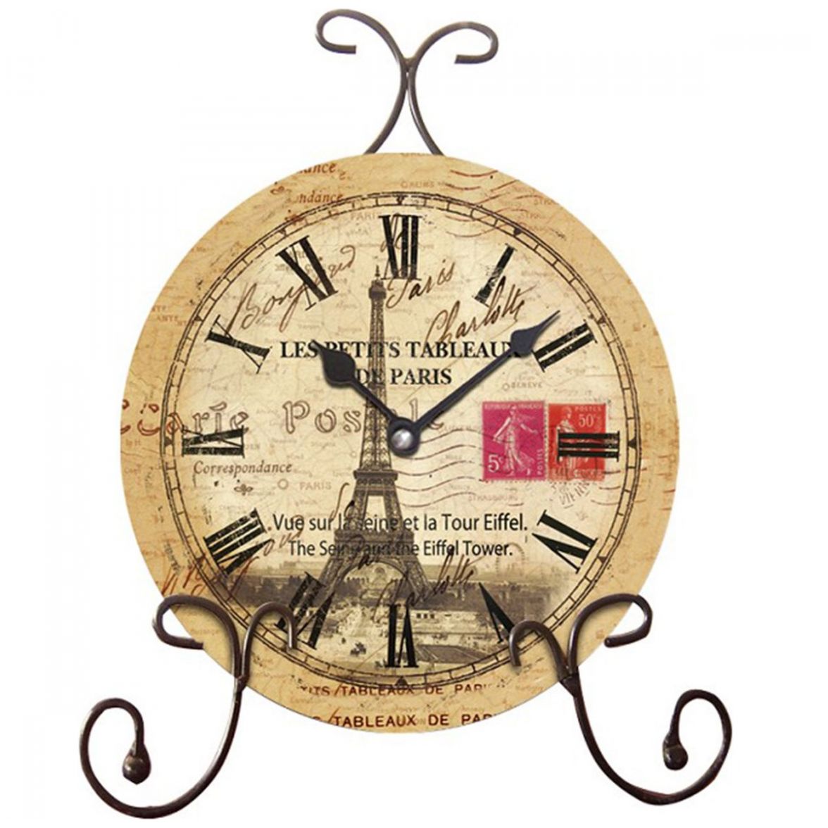 Reloj de Mesa 20 Cm con Base de Metal Diseño Paris Mideko