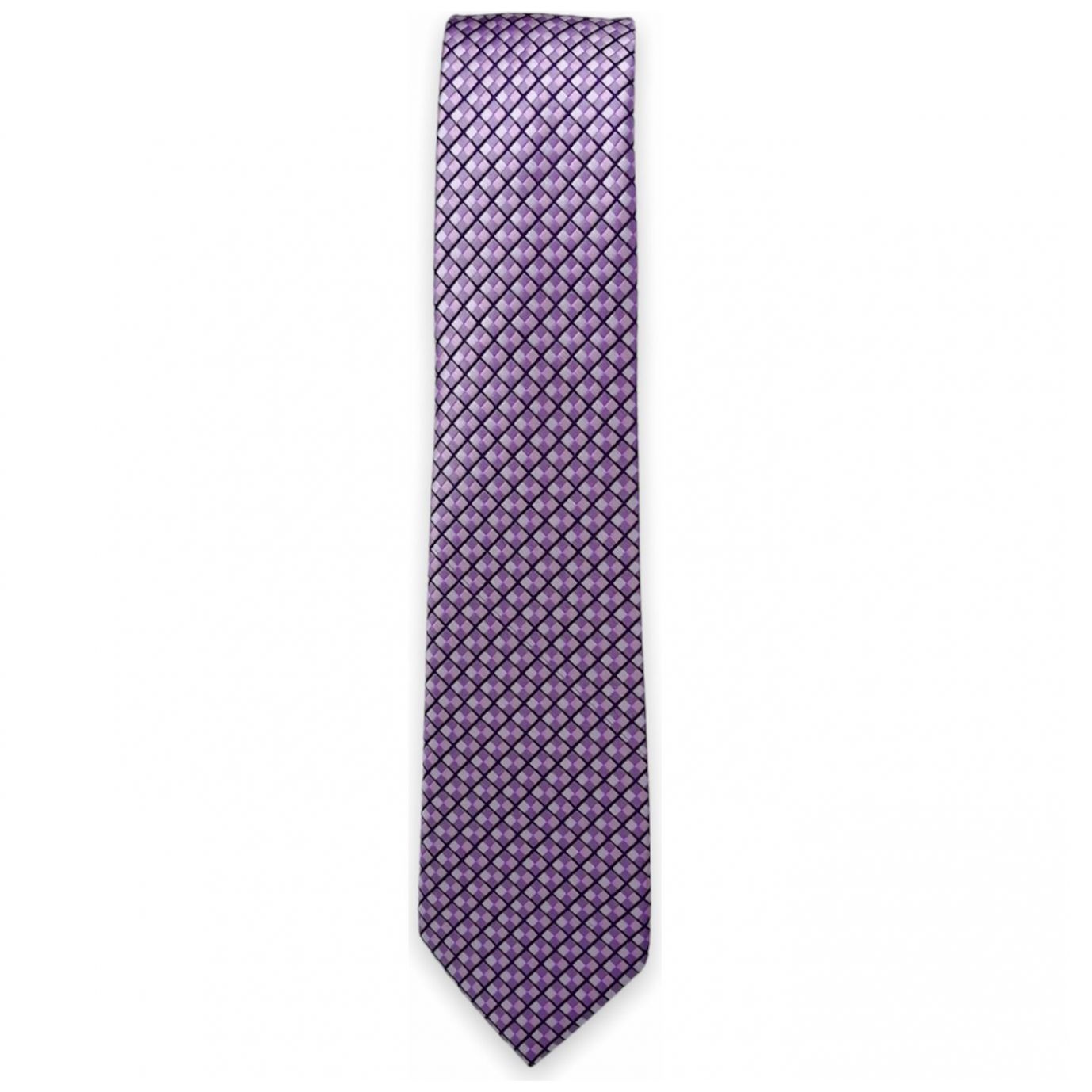 Corbata Carlo Corinto con Diseño Elegante Cuadro Color Morado para Hombre