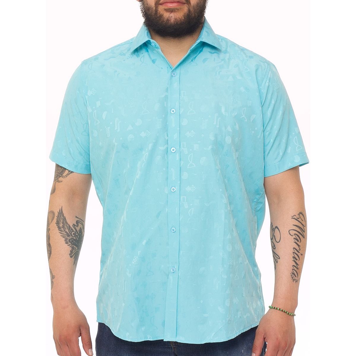 Camisa para Hombre Azul Aqua Manga Corta Lombardi