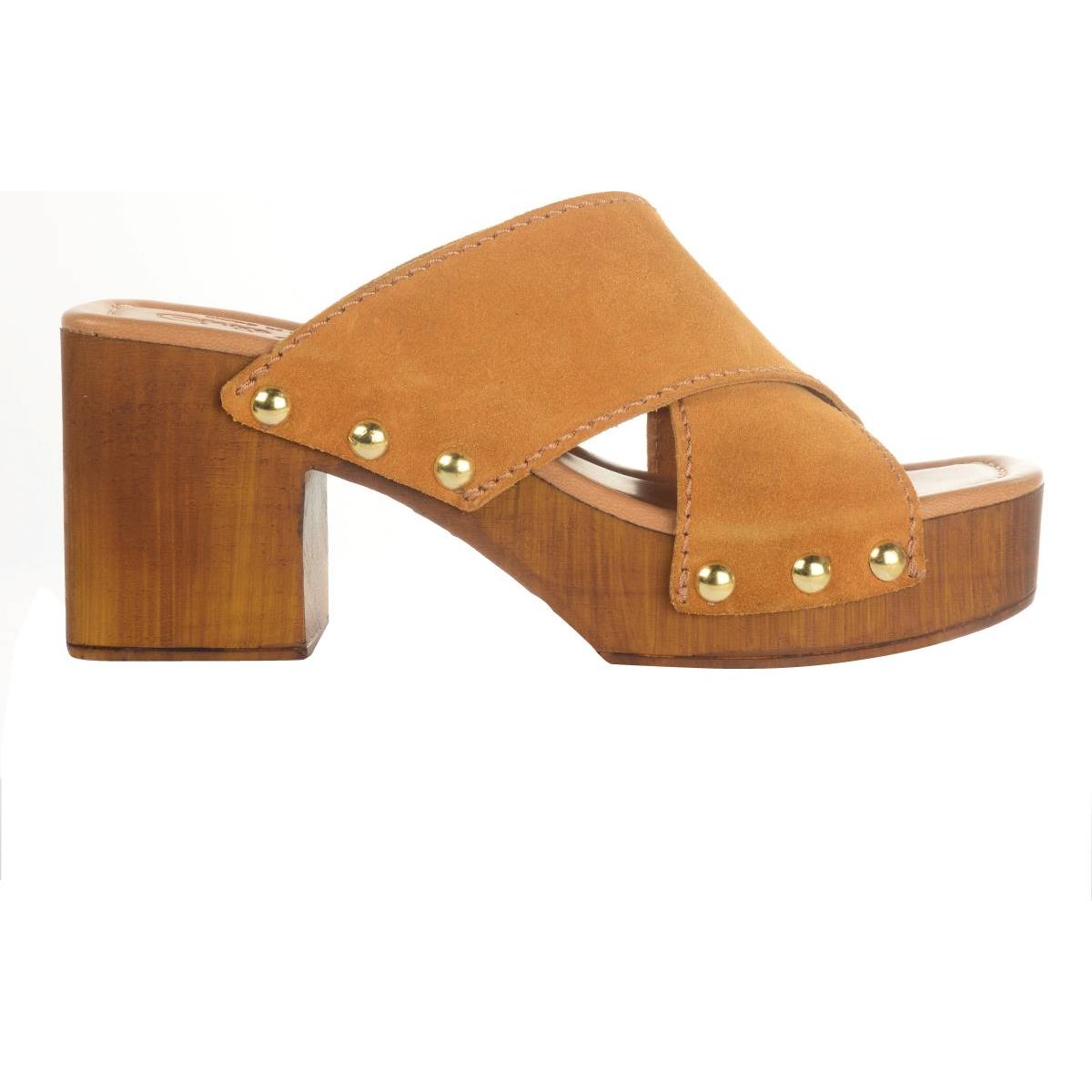 Sandalia con Tacón y Tiras Cruzadas Café Carlo Pera