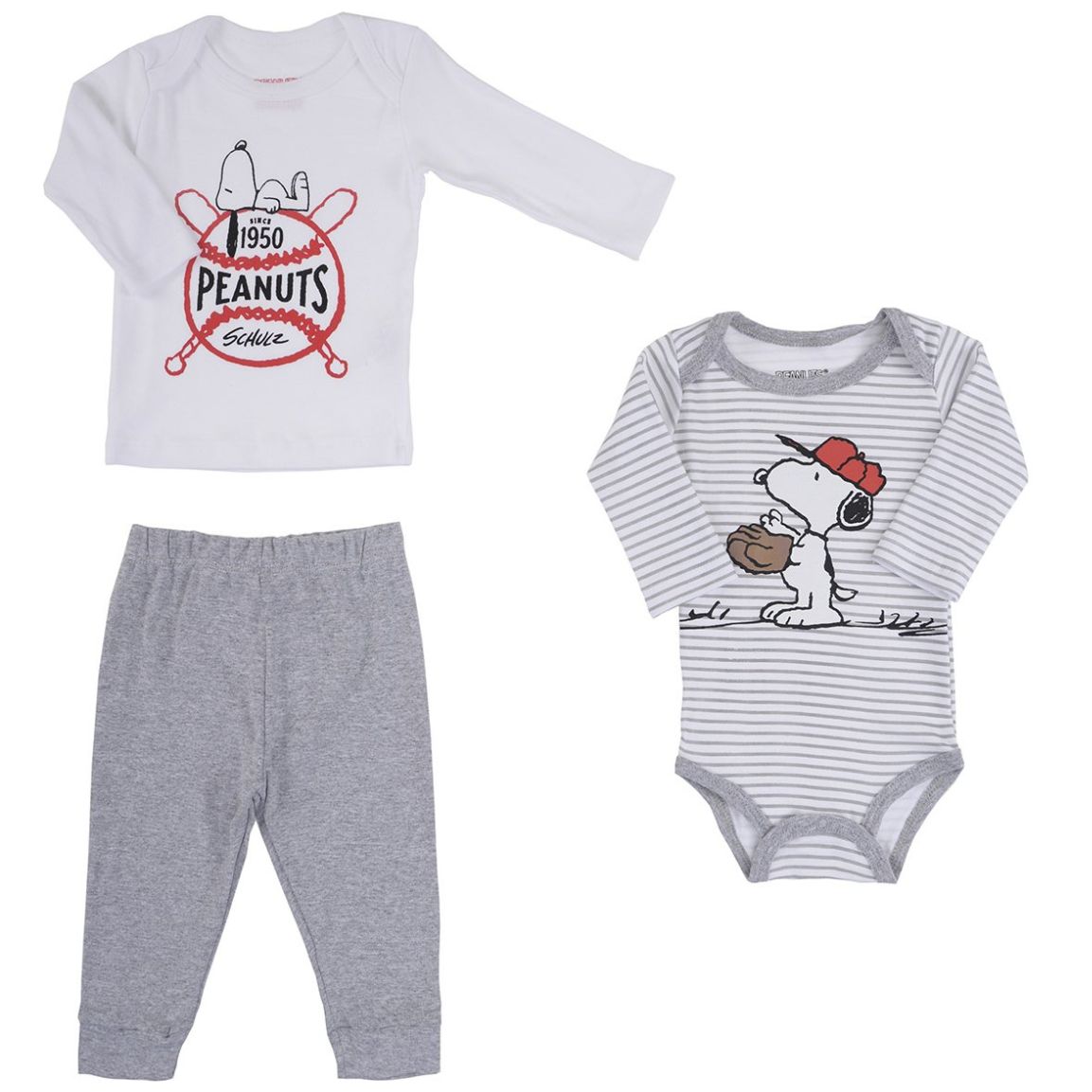 Set 3 Estampado Y Bordado Snoopy para Bebé