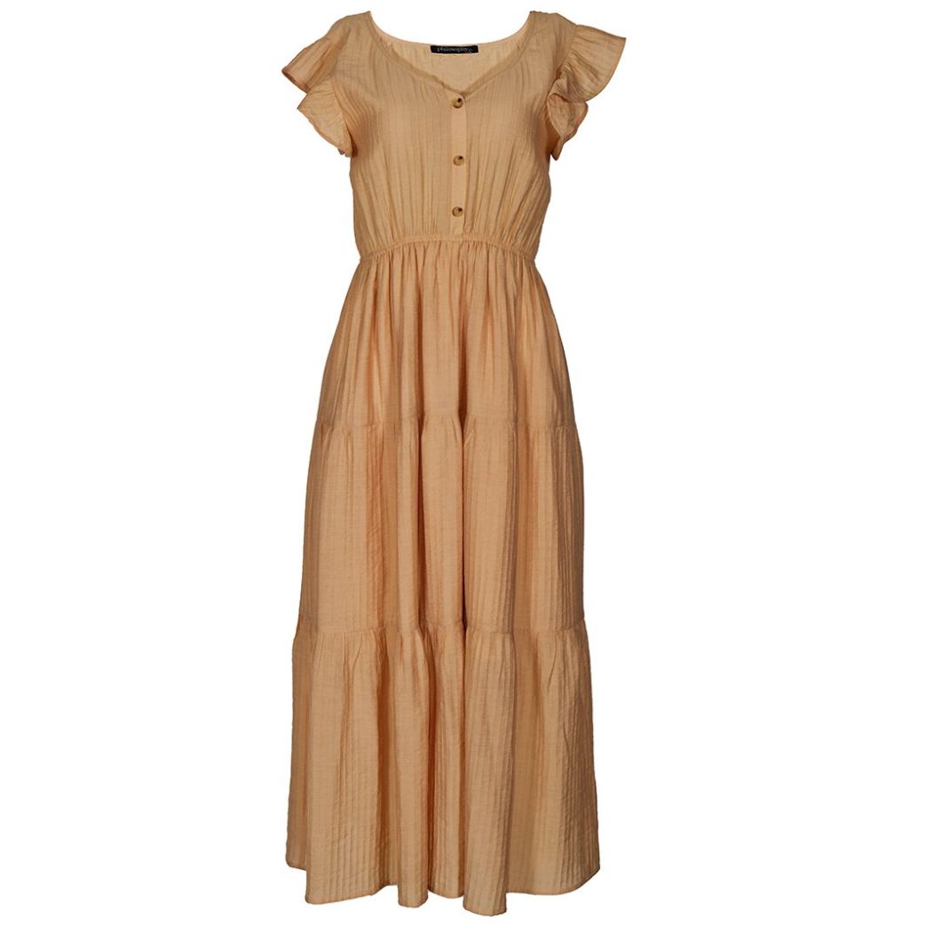 Vestido Largo con Olan Y Botones de Paleteado Philosophy Jr Collection