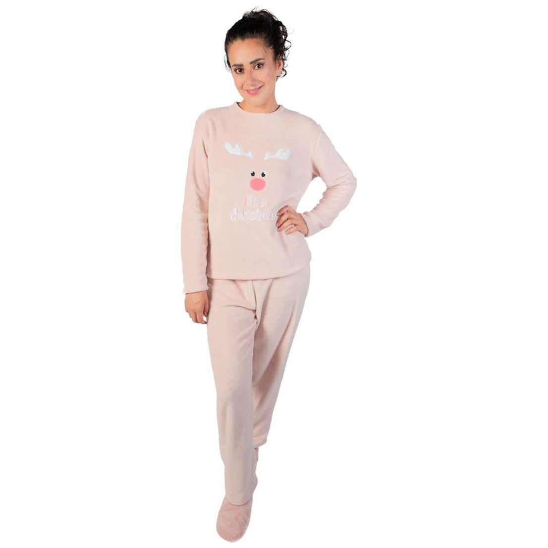 Pijama Playera Manga Larga Rudolph y Pantalón para Mujer